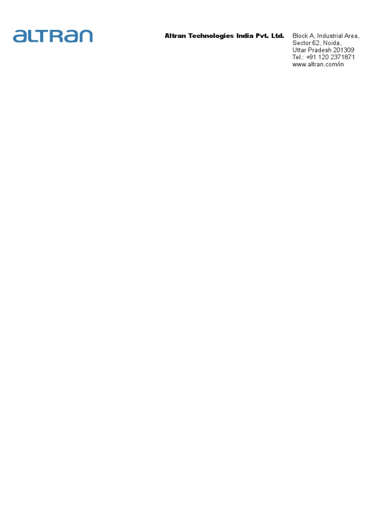 Letter Head - Altran Technologies India Pvt. Ltd. | PDF