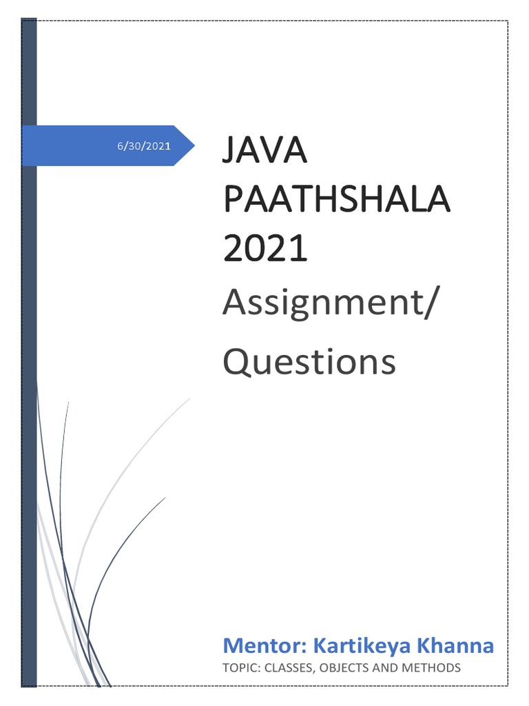Session 5 Questions Classes Objects And Methods Pdf Method Computer Programming
