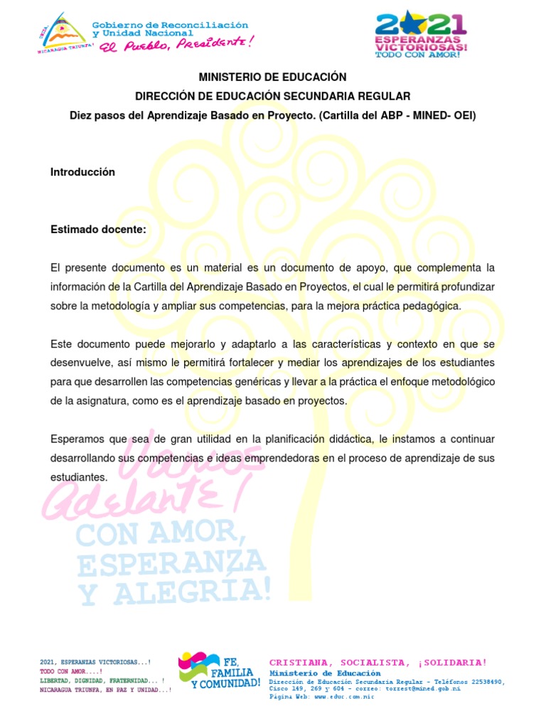 Diez Pasos Abp - Aep | PDF | Aprendizaje en base a proyectos | Maestros
