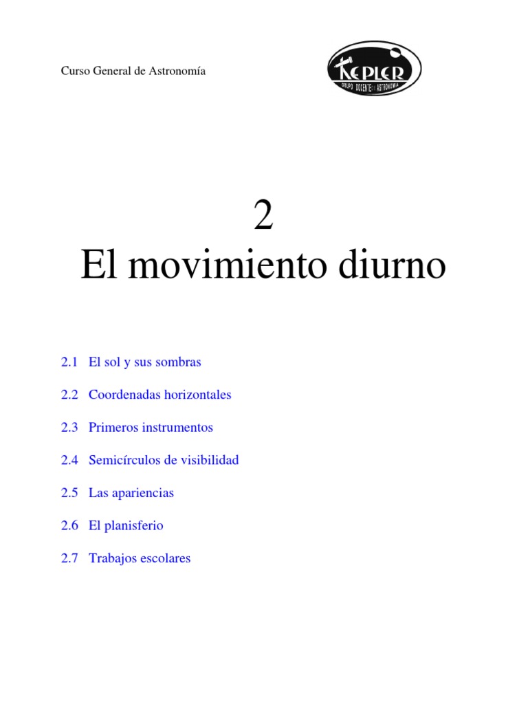 Tema2 El Movimiento Diurno | PDF | Horizonte | Azimut