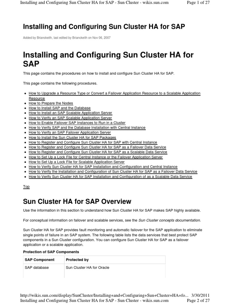 Installing and Configuring Sun Cluster HA For SAP | PDF | Computer Cluster | Scalability