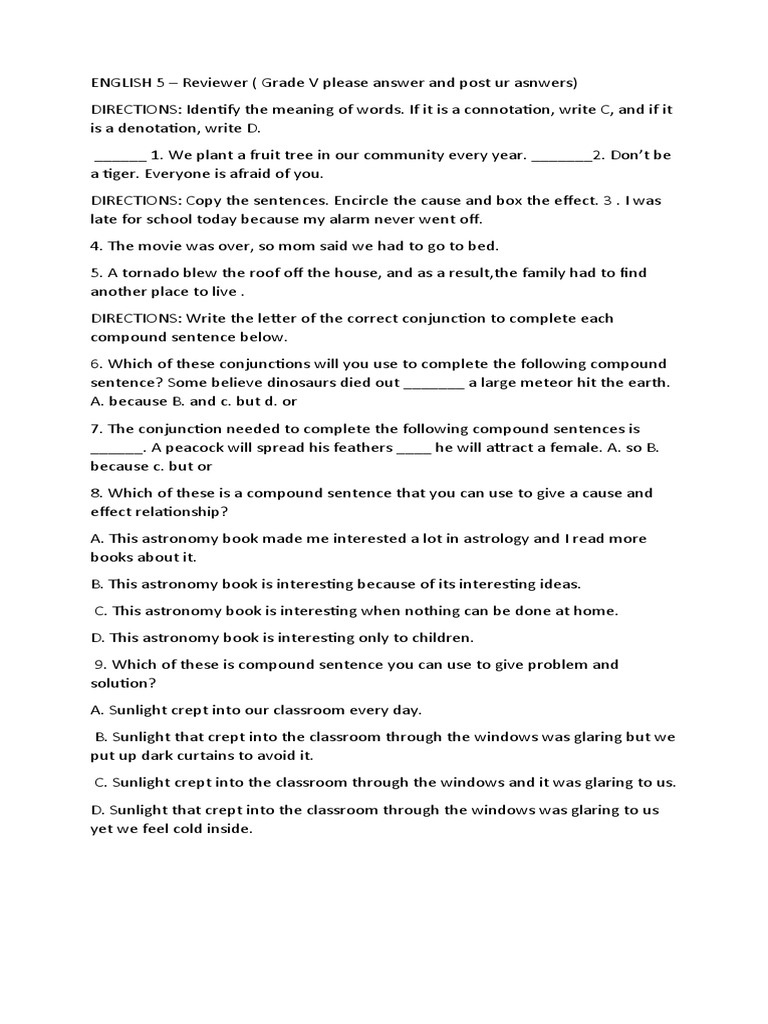 ENGLISH 5 - Reviewer | PDF | Language Arts & Discipline | Teaching ...