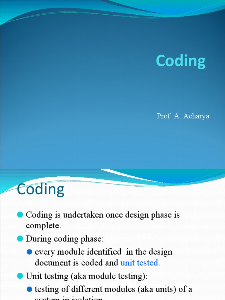 Coding: Prof. A. Acharya | PDF | Computer Programming | Variable ...