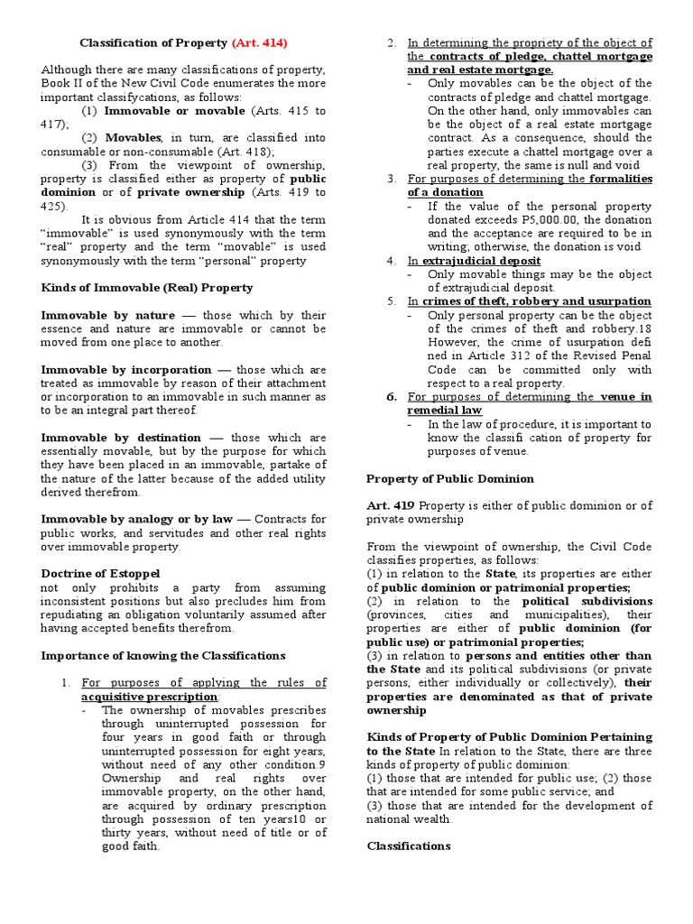 Classification of Property | PDF | Concurrent Estate | Property