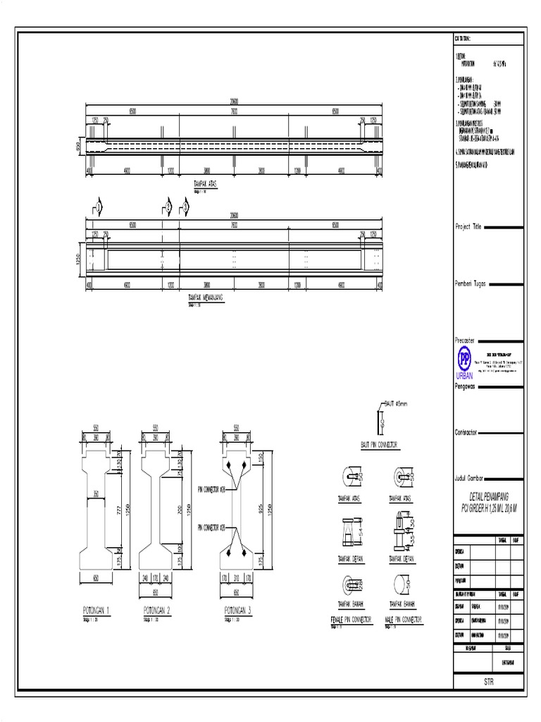 02.shop Drawing Pci Girder H 1.25 M L 20.6 M | PDF