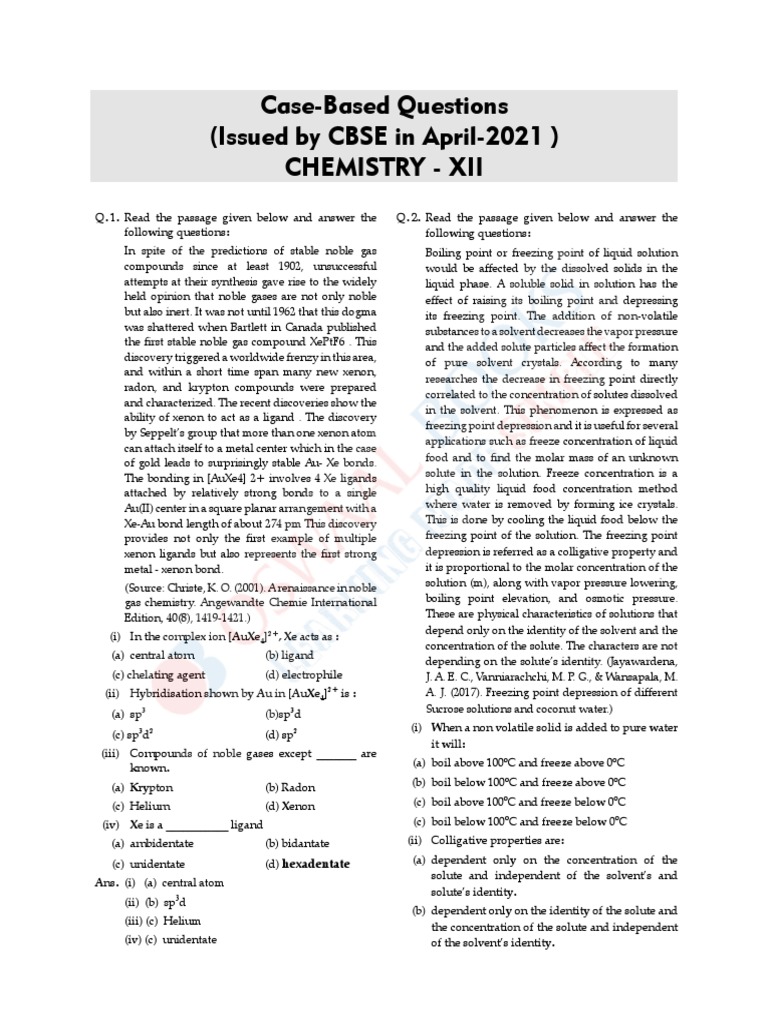 887oswaal Case-Based Questions Chemistry 12th (Issued by CBSE in April ...