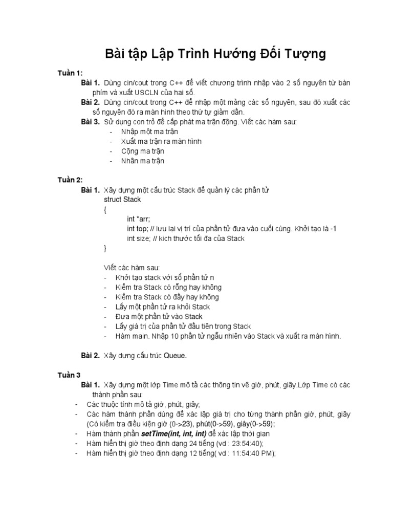Bai Tap Lap Trinh Huong Doi Tuong | PDF