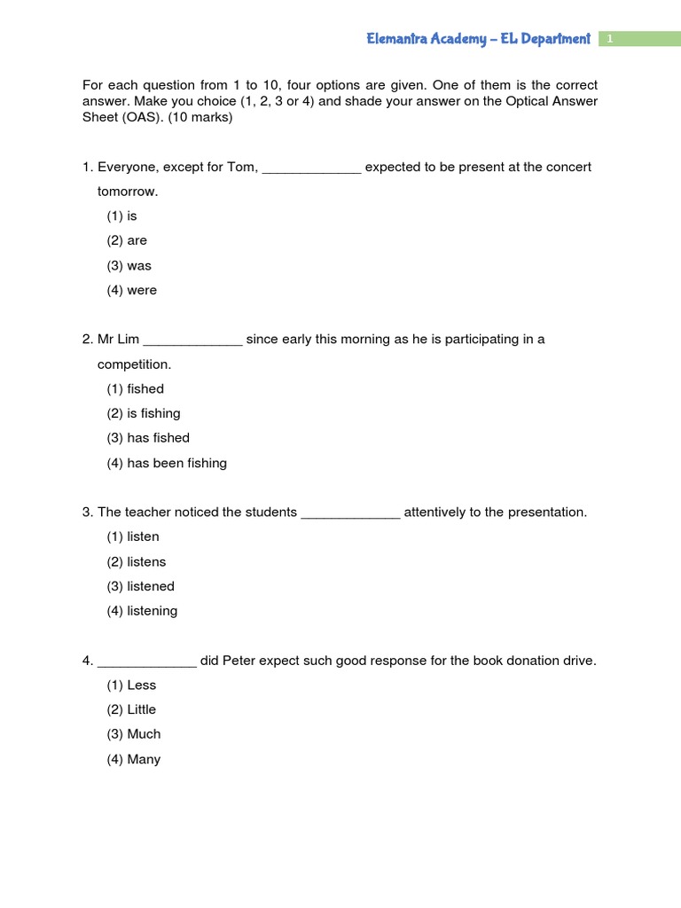 PSLE English Practice Paper 2024 | PDF | Cooking | Cuisine