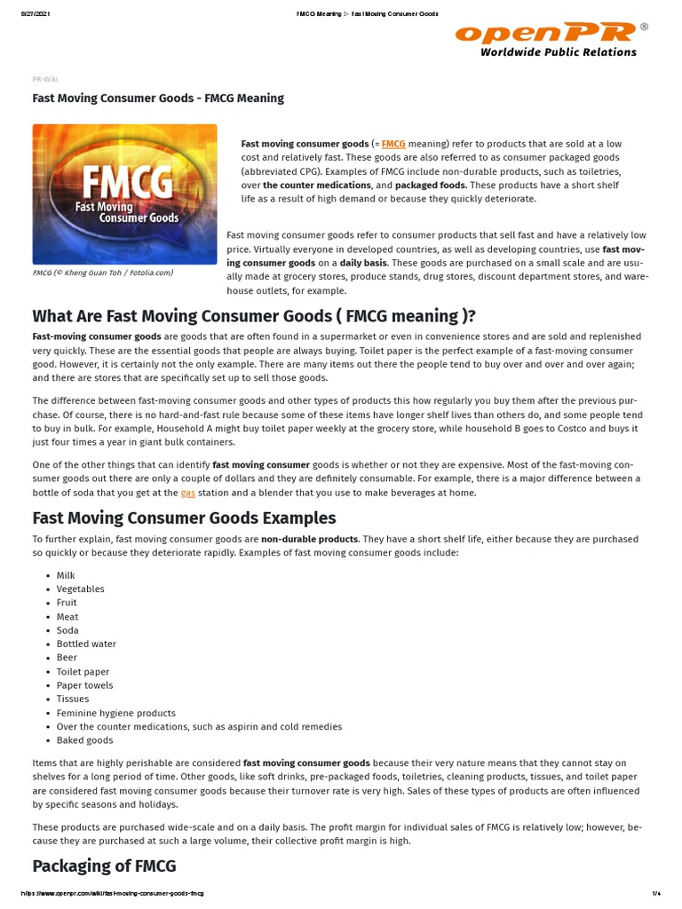 FMCG Meaning Fast Moving Consumer Goods | PDF | Retail | Marketing