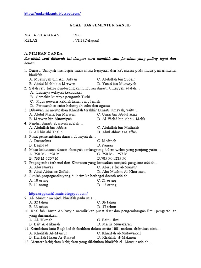 Soal Uas Kelas Viii | PDF | Klasik