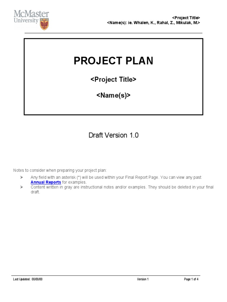 Project Plan Template | PDF | Waste | Project Management
