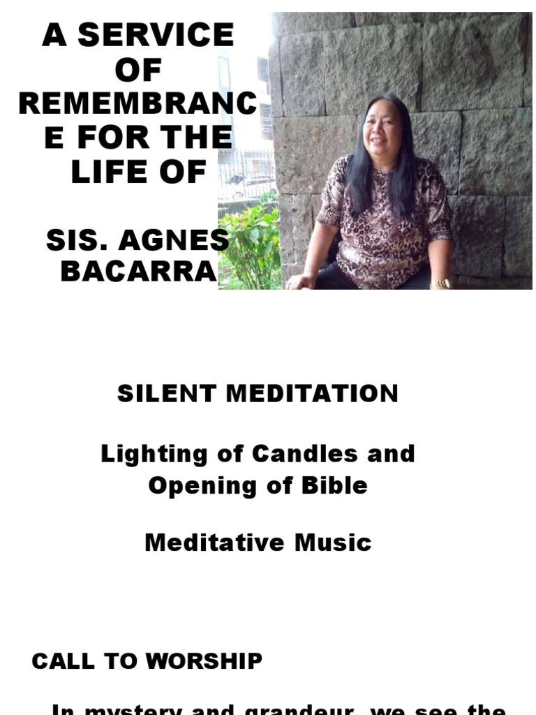Remembrance Service for Sis. Agnes Bacarra | PDF | Systematic Theology ...