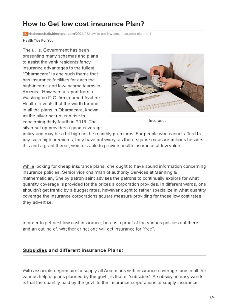 Affordable Health Insurance Options | PDF | Insurance | Subsidy