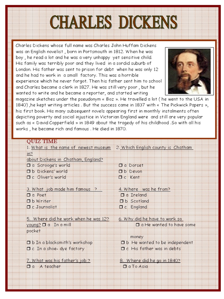 Quiz Time | PDF | Charles Dickens | A Christmas Carol