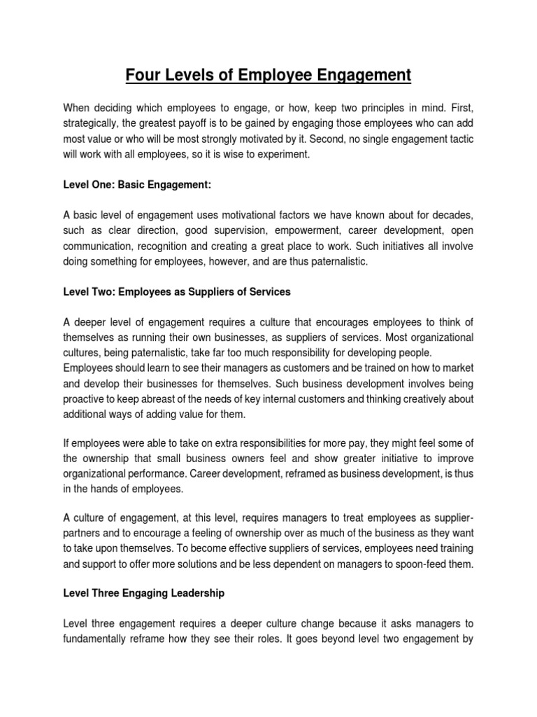 Four Levels of Employee Engagement | PDF | Leadership ...