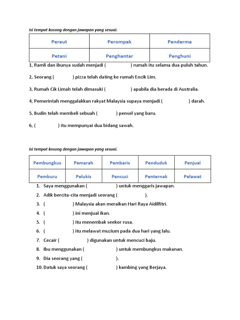 Imbuhan Pen Latihan | PDF