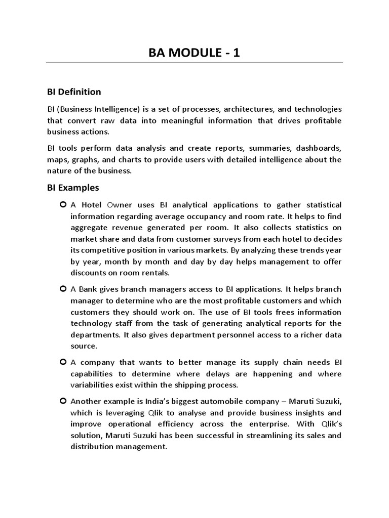 Business Intelligence Overview and Applications | PDF | Business ...