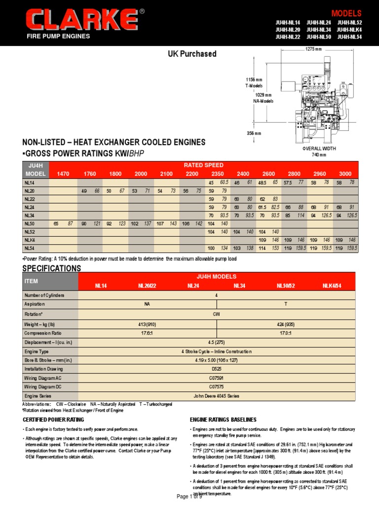 Clarke Ju4h Brochure | PDF | Internal Combustion Engine | Horsepower