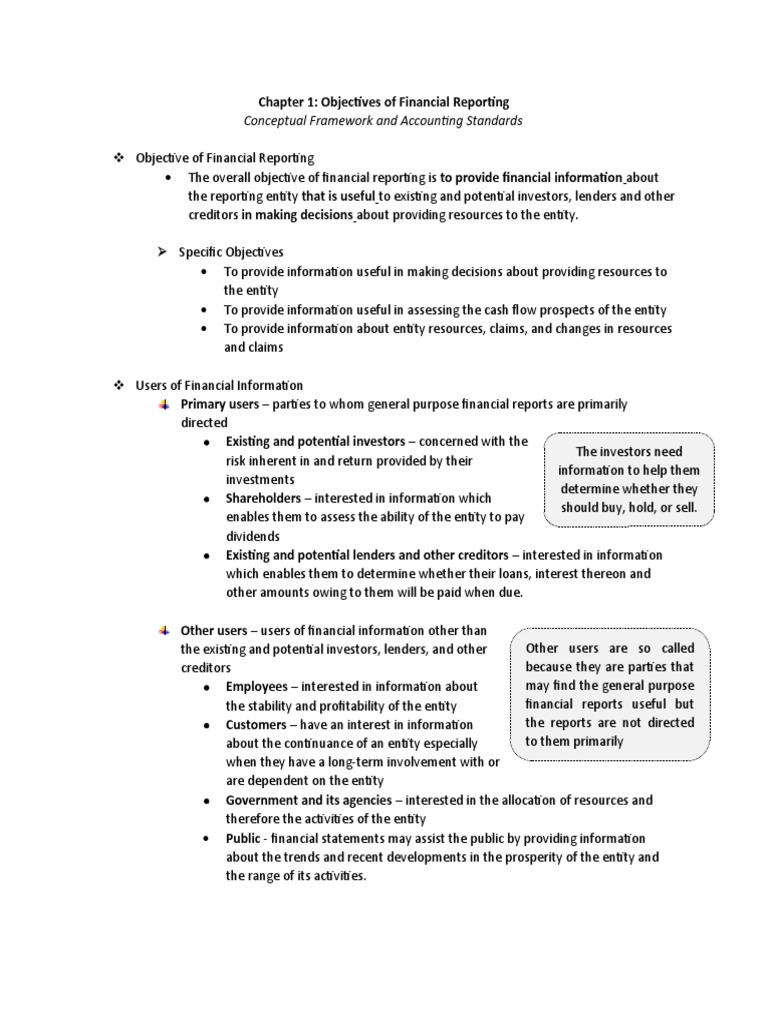 Chapter 1 - Objective of Financial Reporting | PDF | Financial ...