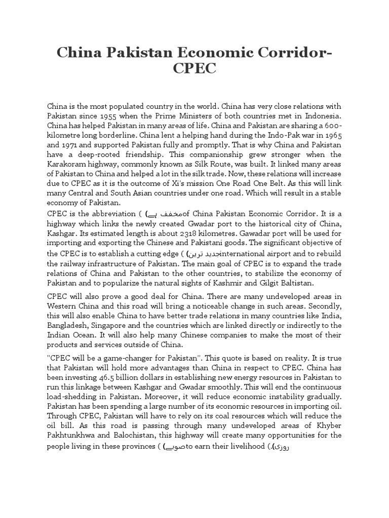 CPEC in Detail For FPSC PPSC | PDF | Pakistan | Asia