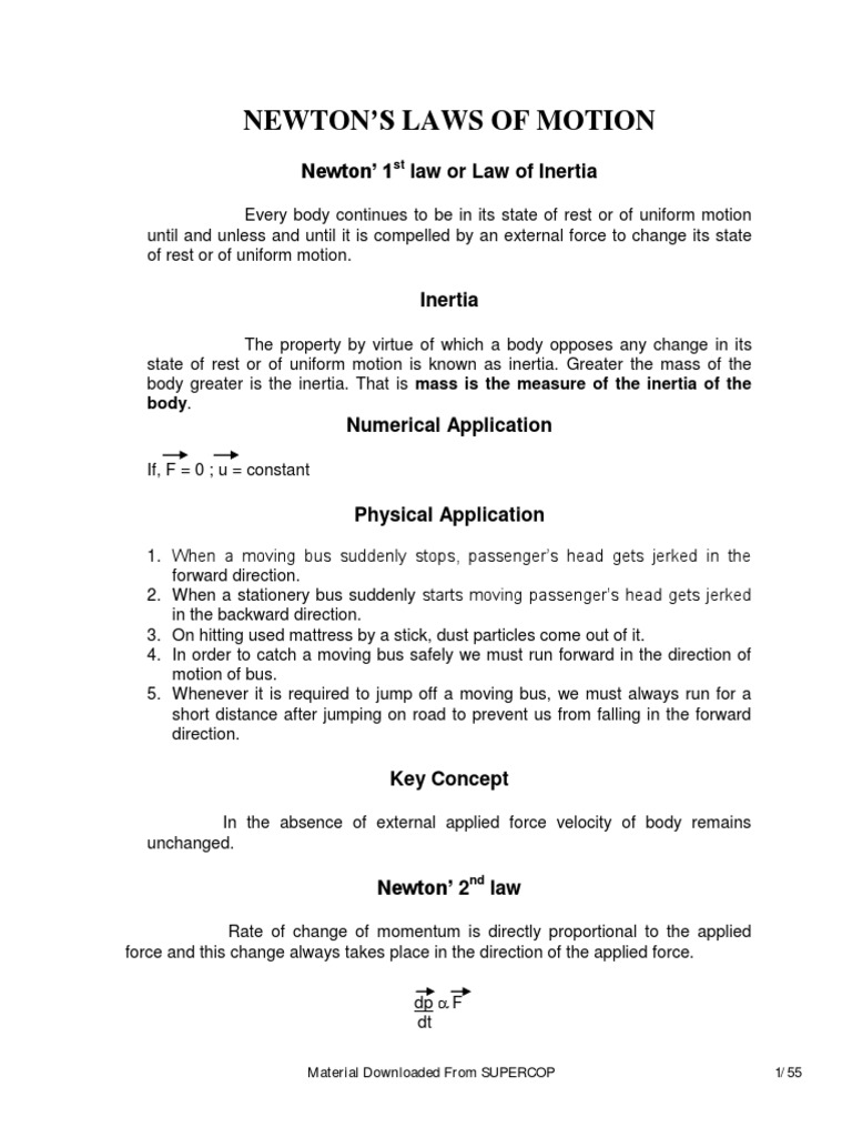 Newton's Law of Motion | PDF | Force | Tension (Physics)