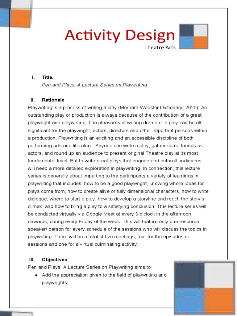 Activity Design - Theater | PDF | Playwright