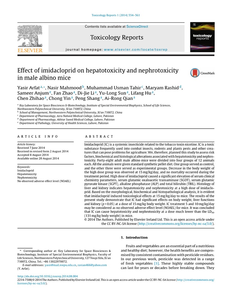 Toxicology Reports | PDF | Creatinine | Medical Specialties