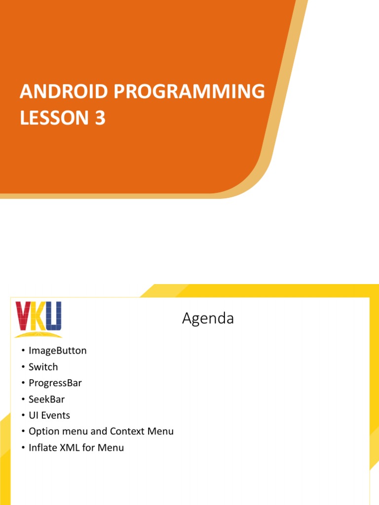 Android Programming Lesson 3 | PDF | Menu (Computing) | User Interface