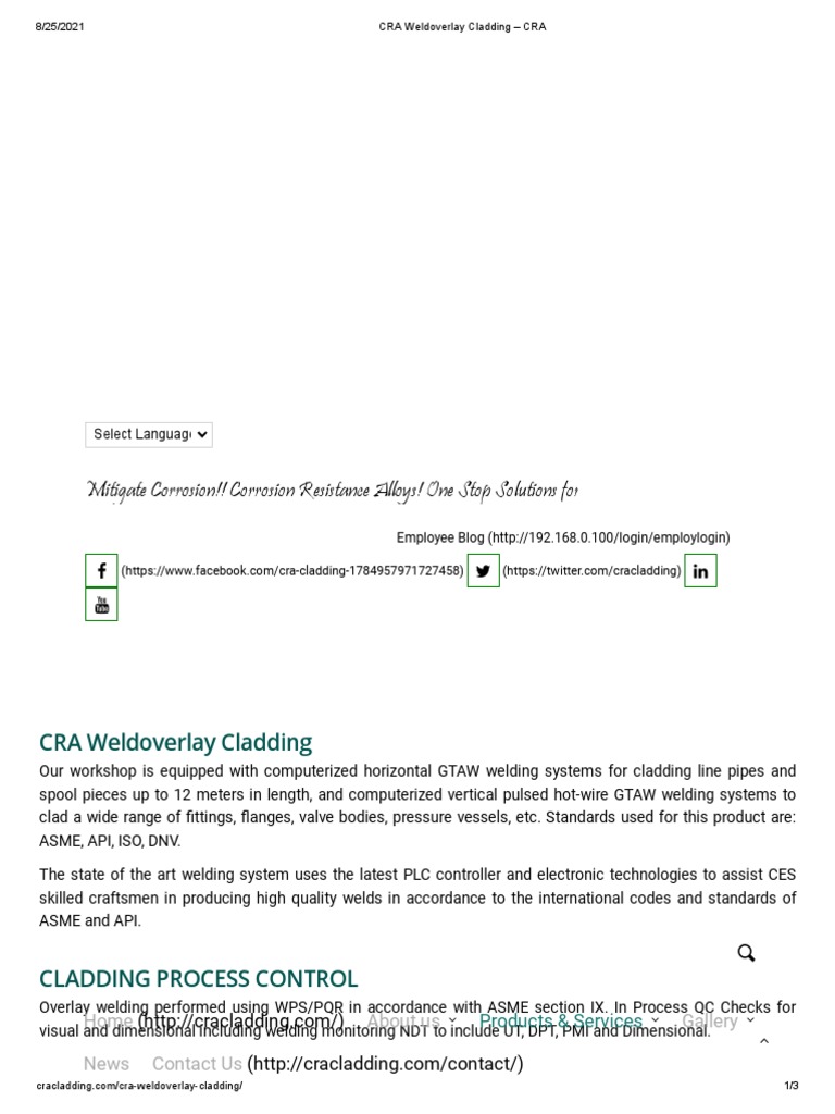 CRA Weldoverlay Cladding - CRA | PDF | Pipe (Fluid Conveyance) | Steel