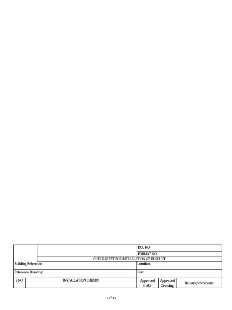 BusDuct and Cable Installation Checklist | PDF | Electrical Engineering ...