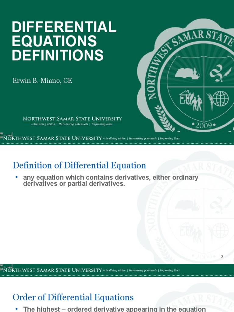 Differential Equations Overview | PDF | Ordinary Differential Equation ...