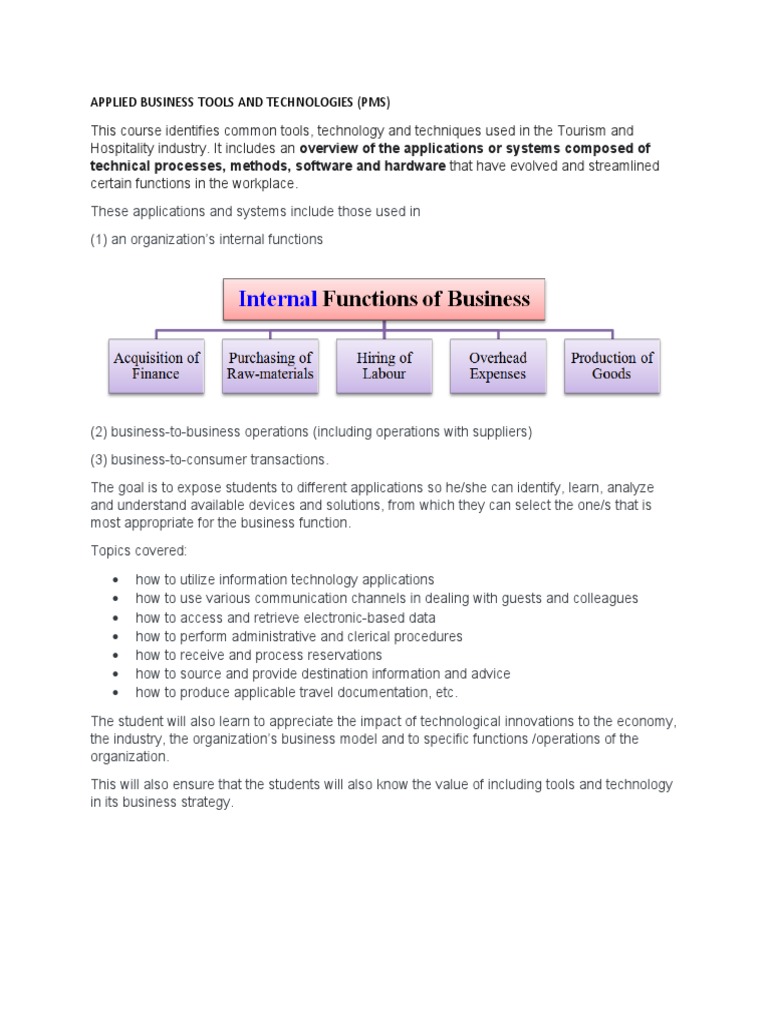 Applied Business Tools and Technologies | PDF