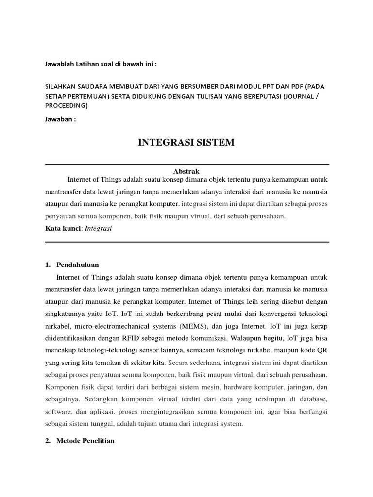Integrasi Sistem dalam Internet of Things | PDF