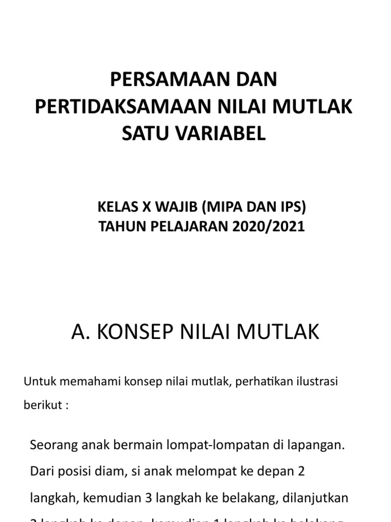 Konsep Dan Fungsi Nilai Mutlak (MATERI 1) | PDF