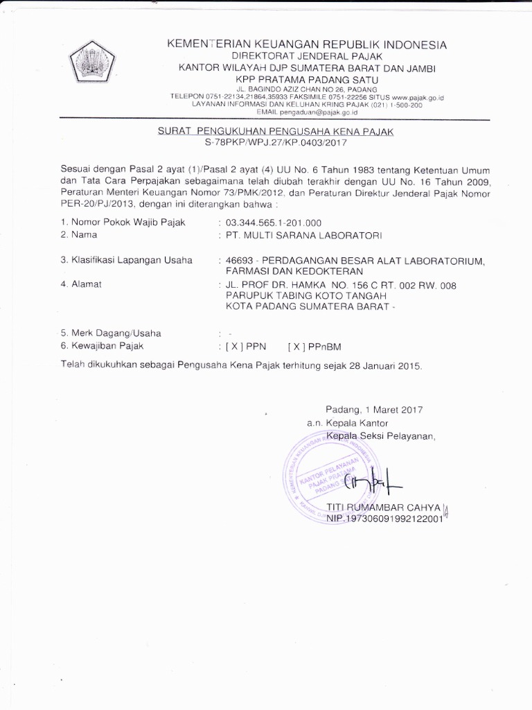 SPPKP Pt. Multi Sarana Laboratori | PDF