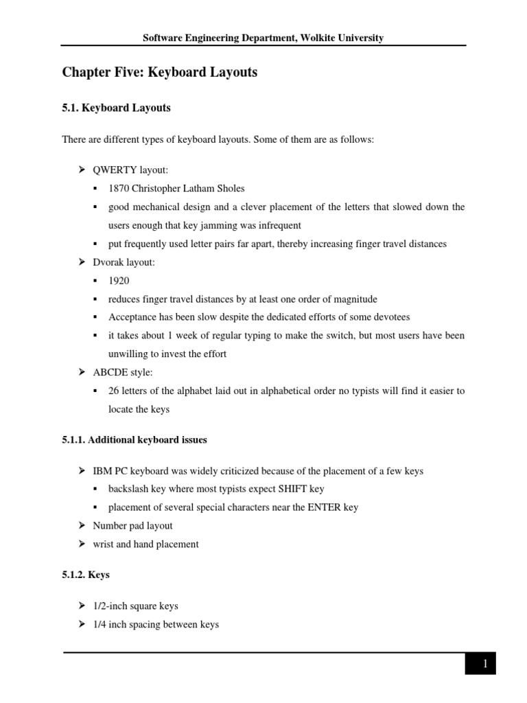 Chapter Five: Keyboard Layouts | PDF | Printer (Computing) | Touchscreen