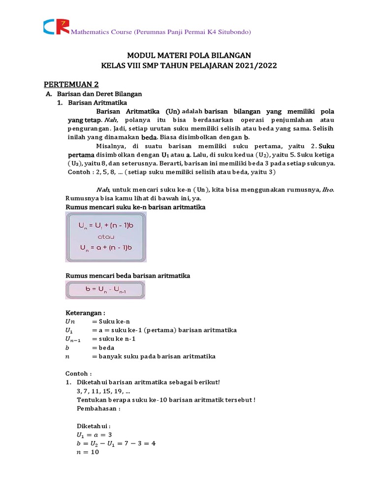 Soal dan Materi Barisan Aritmatika | PDF | Metode & Bahan Ajar