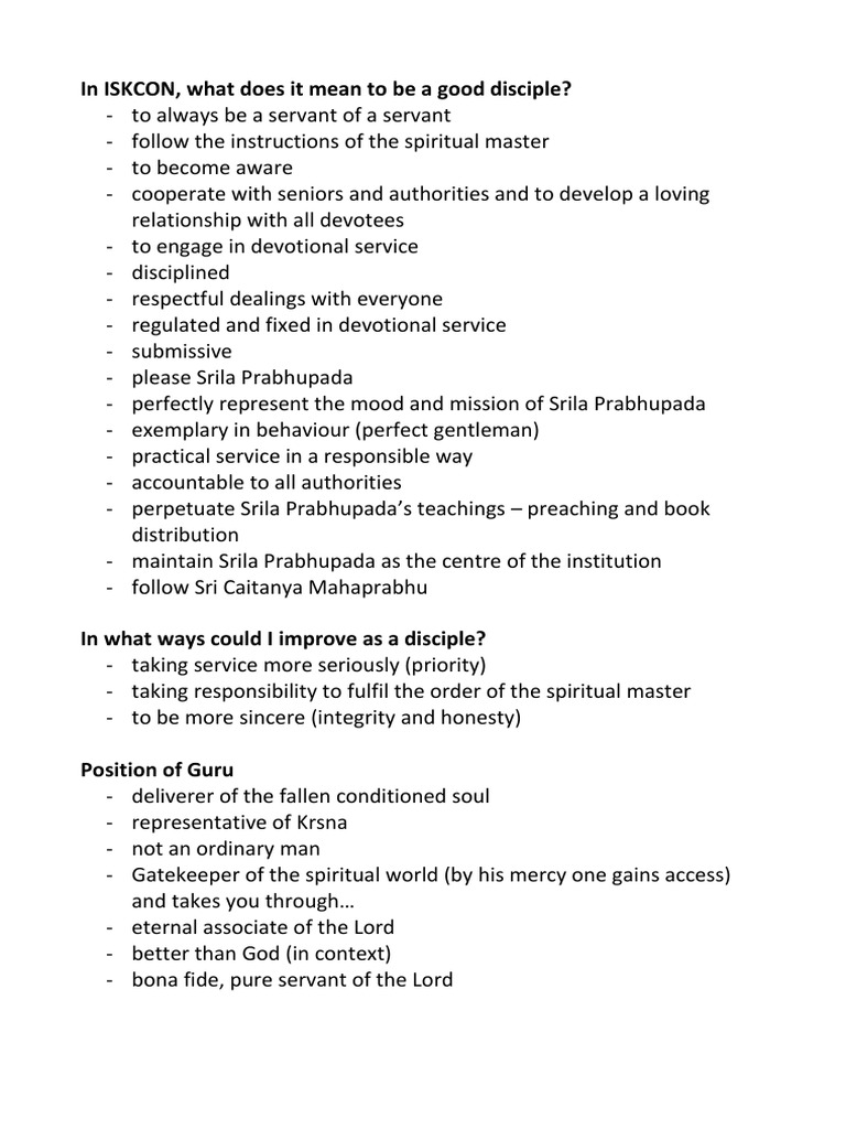 In ISKCON, What Does It Mean To Be A Good Disciple? | Download Free PDF ...