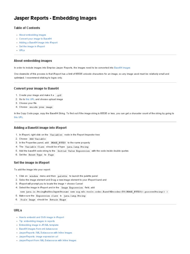 Jasper Reports - Embedding Images | PDF