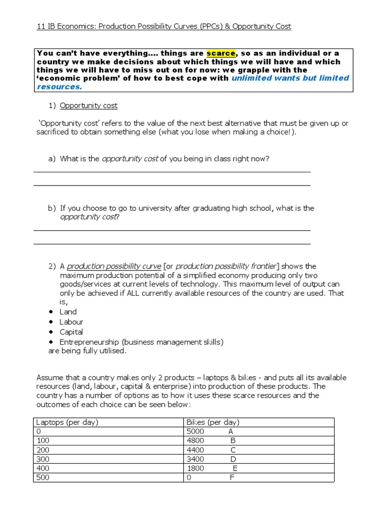 IB Economics: PPCs & Opportunity Cost | PDF | Labour Economics ...
