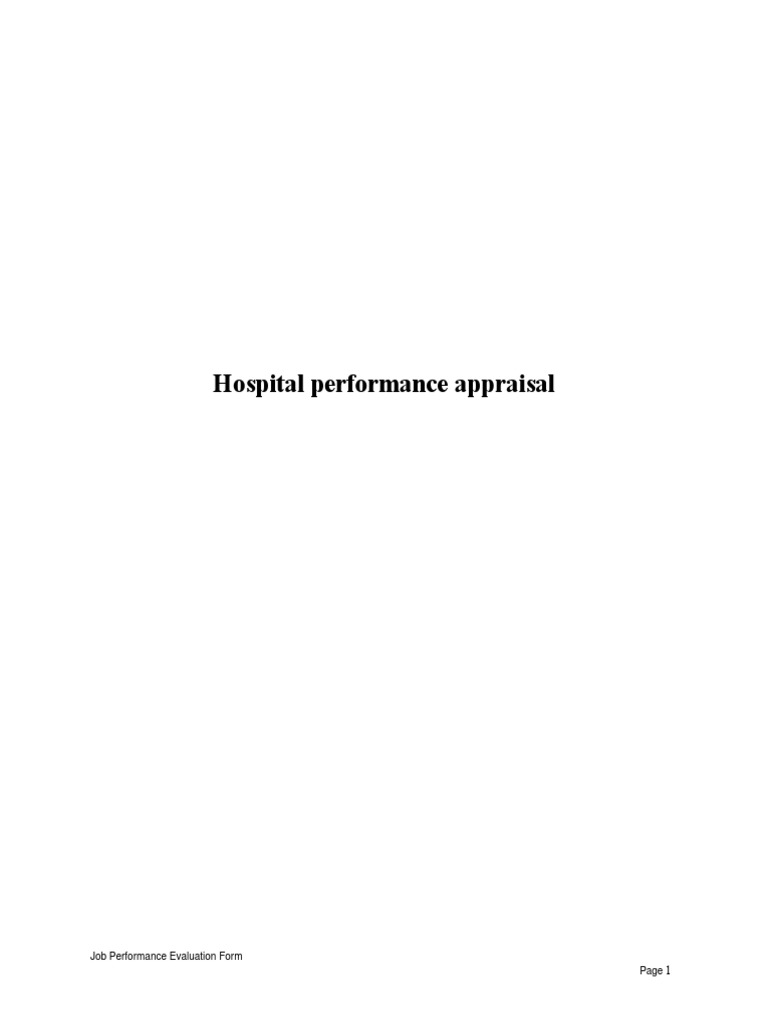 Hospital Performance Appraisal: Job Performance Evaluation Form | PDF ...