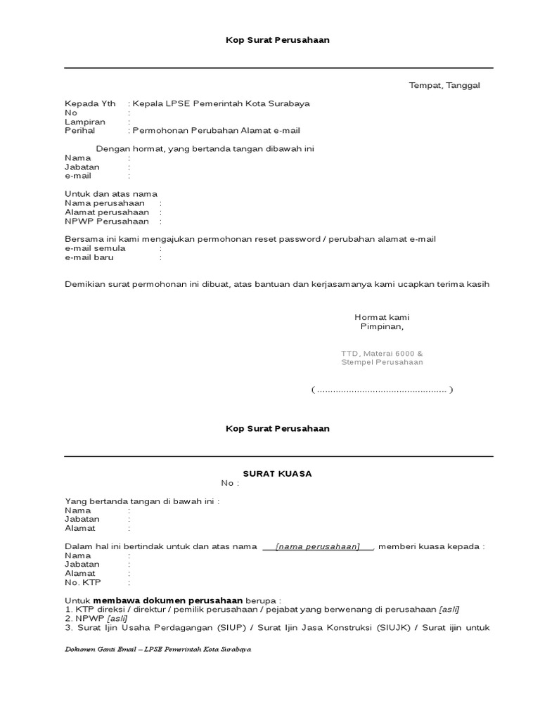 Pedoman Dan Format Penggantian Email | PDF