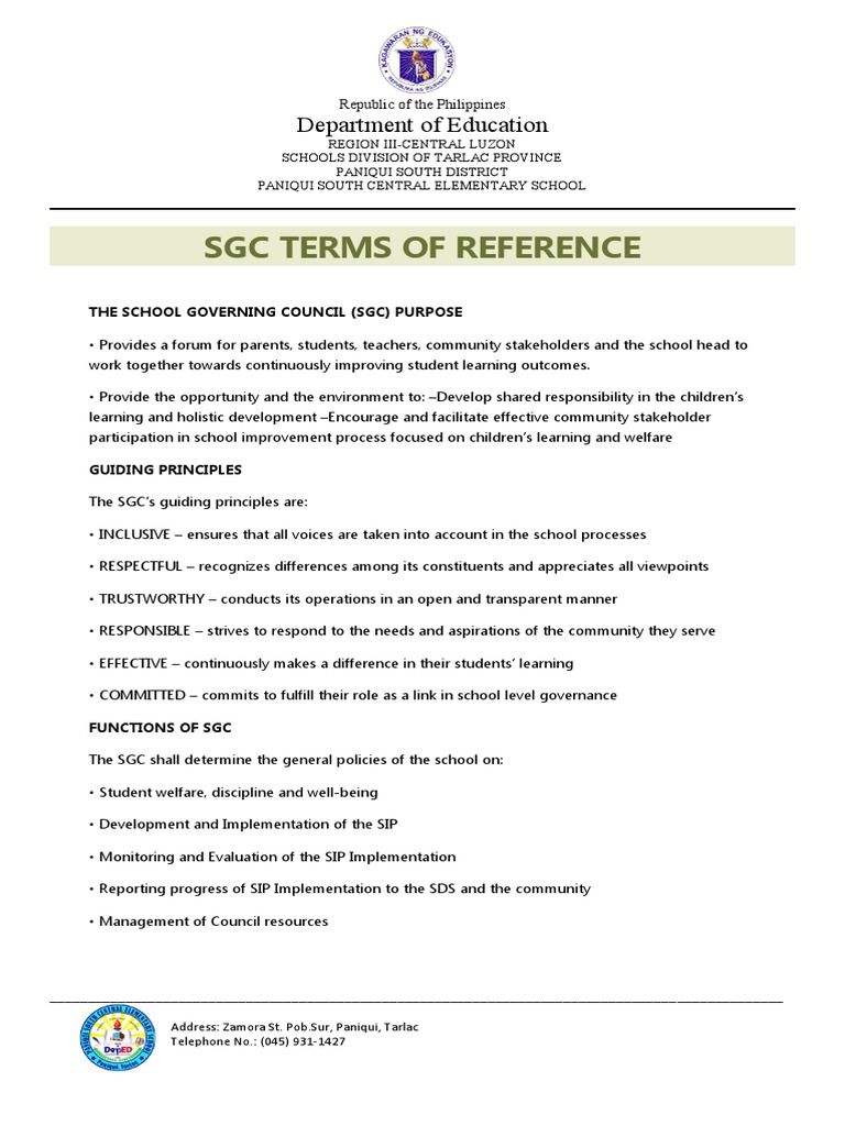 SGC Term of Reference | PDF | Evaluation | Business