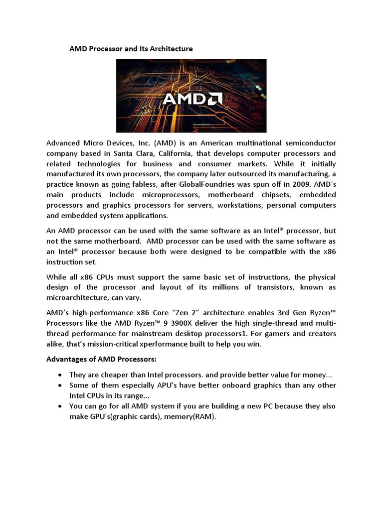 AMD Processor and Its Architecture | PDF | Advanced Micro Devices ...