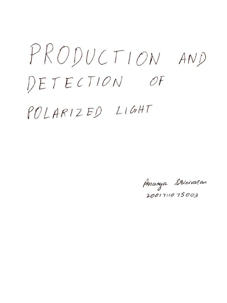 Production and Detection of Polarized Light | PDF
