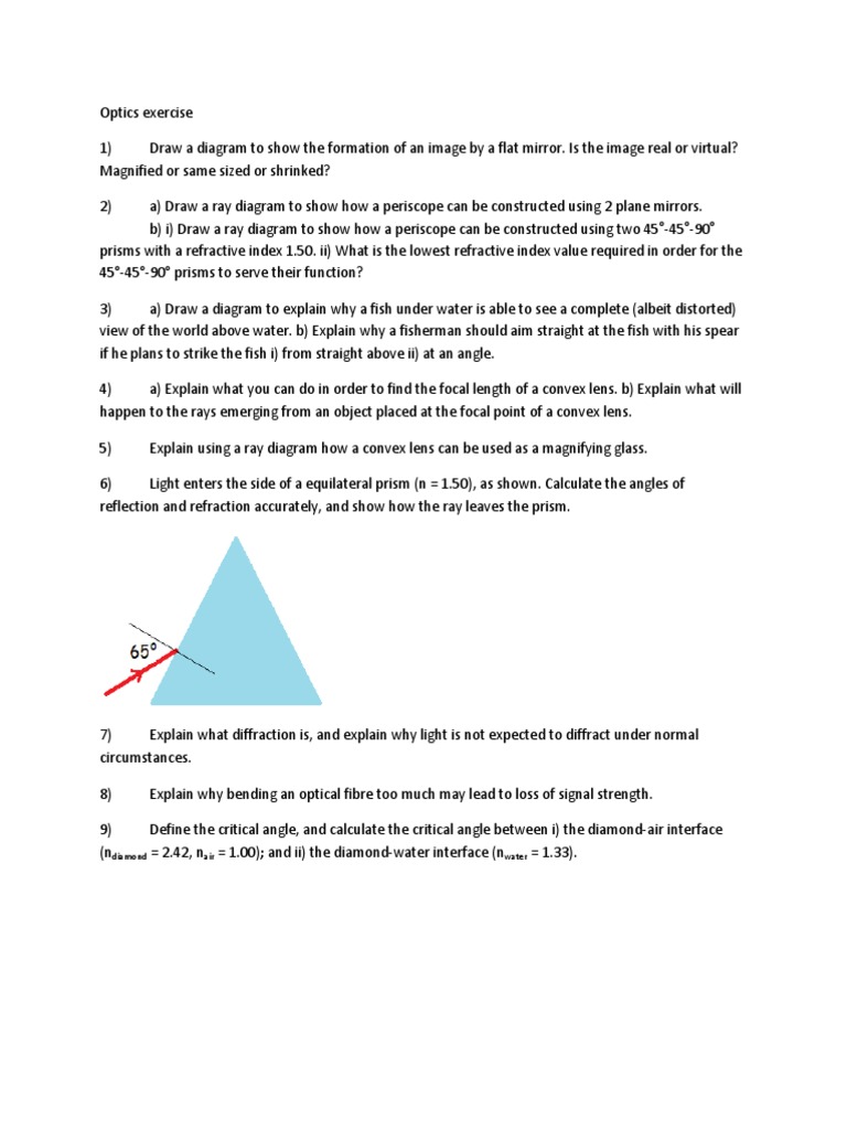 Optics Exercises for Physics Students | PDF