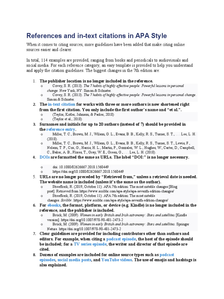 References and In-Text Citations in APA Style | PDF | Citation | Apa Style