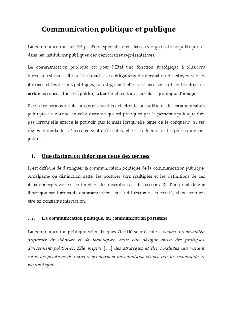 Communication politique et publique expliquée | PDF | la communication ...