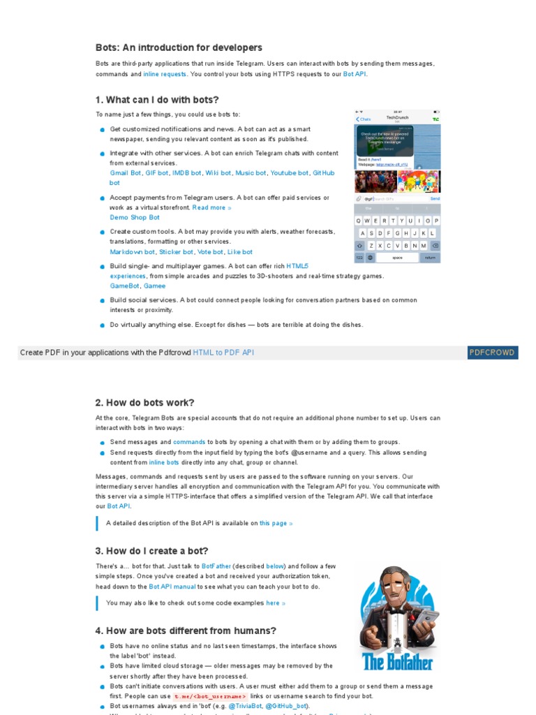 Bots: An Introduction For Developers: Inline Requests Bot Api | PDF | Internet Bot | Software ...