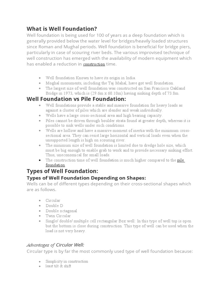 What Is Well Foundation | PDF | Deep Foundation | Dredging